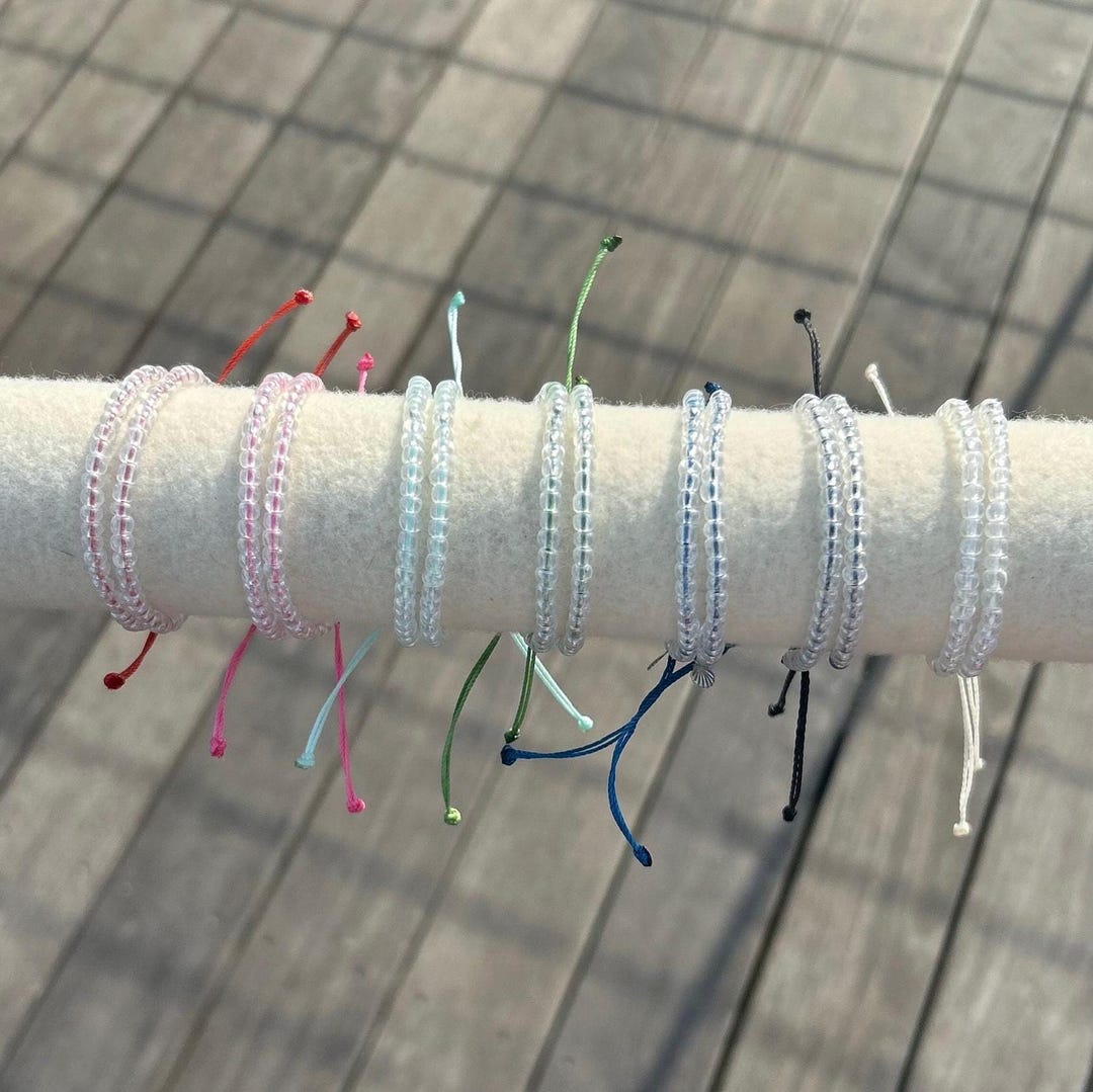 Clear Bead Wax Cord Bracelets - Etsy