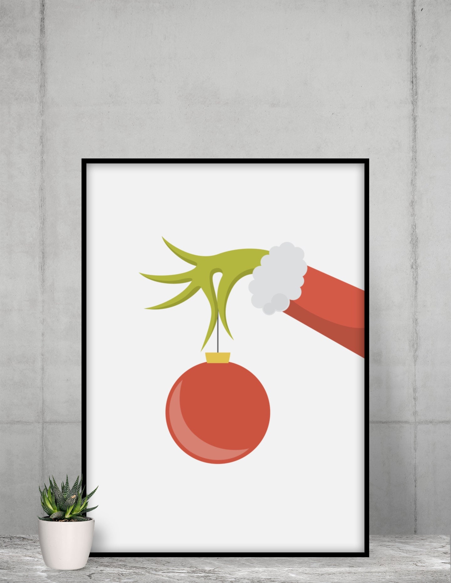 GRINCH ORNAMENT | Minimalist Holiday Print | Portrait | Christmas ...