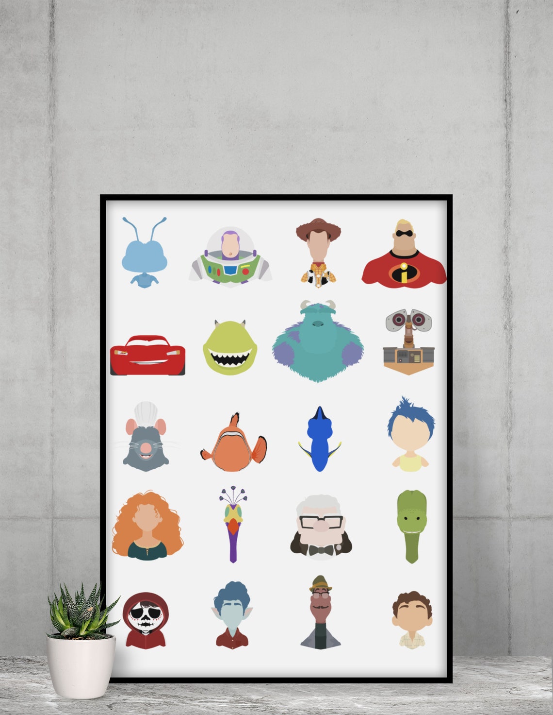 PIXAR LINE-UP Minimalist Print Portrait Poster - Etsy