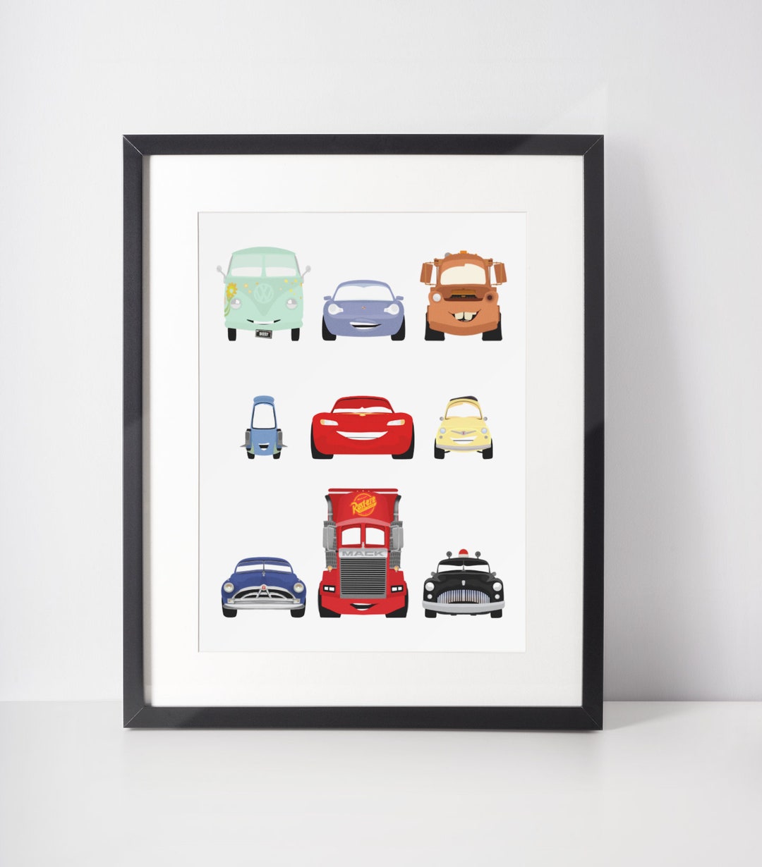 CARS CAST | Portrait | Poster | Printable Wall Art | Illustration ...