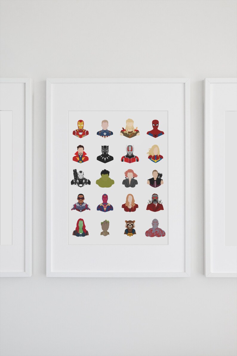 AVENGERS LINE-UP | Minimalist Print | Portrait | Poster | Printable ...