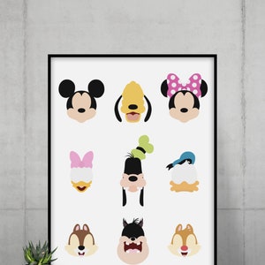 MICKEY & FRIENDS | Minimalist Print | Portrait | Poster | Printable ...