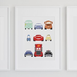 CARS CAST | Portrait | Poster | Printable Wall Art | Illustration ...