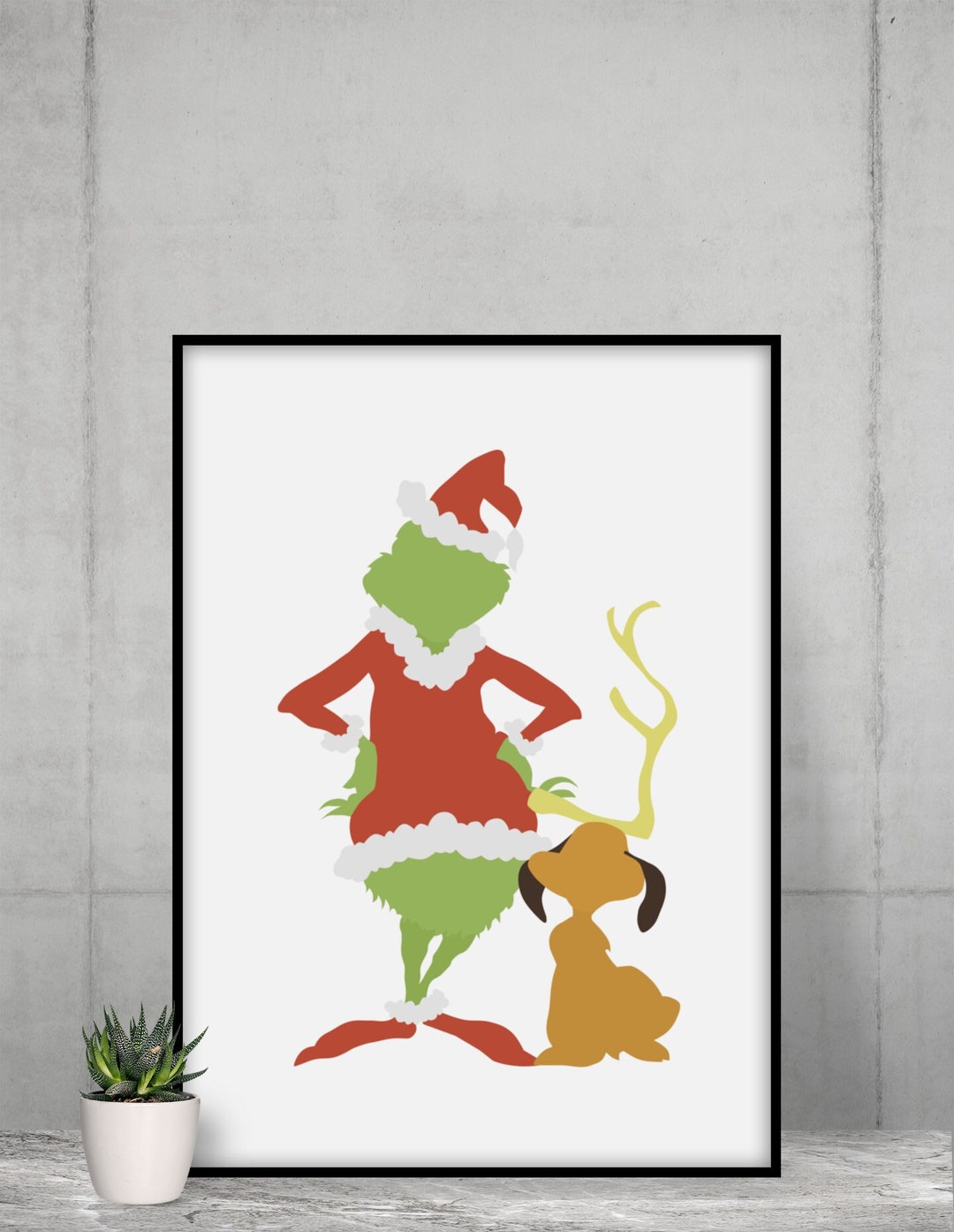 GRINCH & MAX Minimalist Holiday Print Portrait Christmas Poster ...