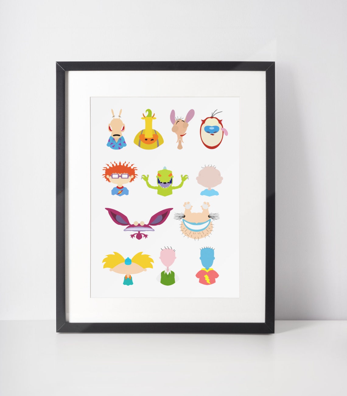 90's CARTOONS Character Minimalist Print Portrait - Etsy