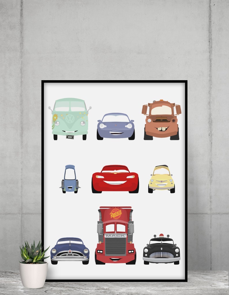 CARS CAST Portrait Poster Printable Wall Art - Etsy