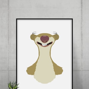 SID THE SLOTH | Minimalist Print | Portrait | Poster | Printable Wall ...
