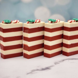 Premium Holiday Soap, Candy Cane, Handmade Goat Milk Soap, Luxury Soap ...
