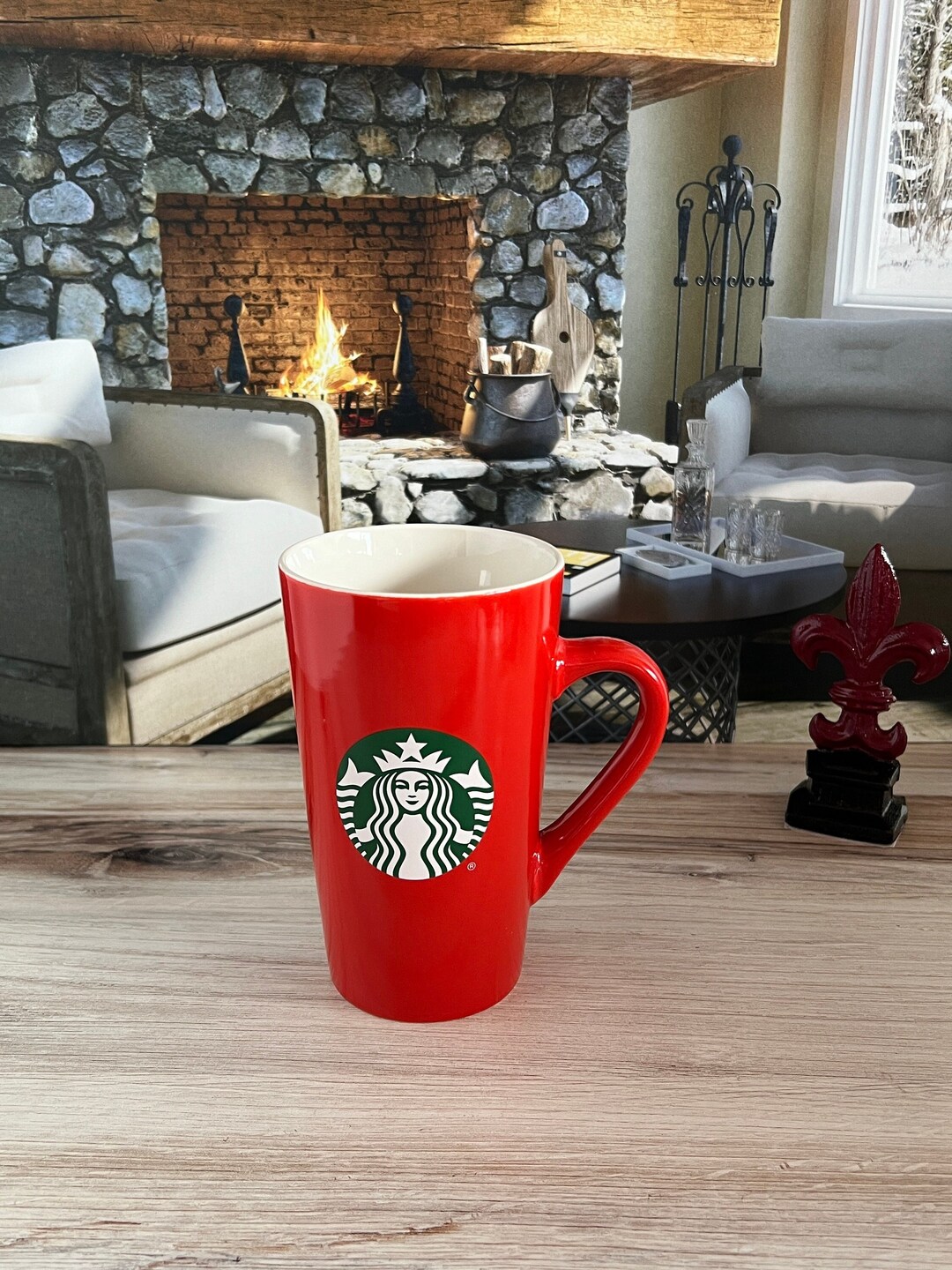 Starbucks Mermaid Logo Red Coffee Mug 16 Oz - Etsy