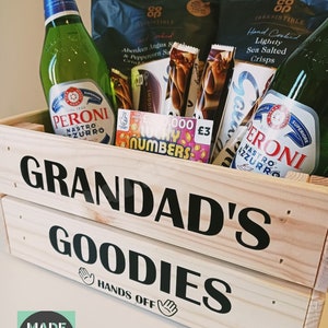 Personalised Wooden Crate Grandads Goodies Grannys Goodies - Etsy UK