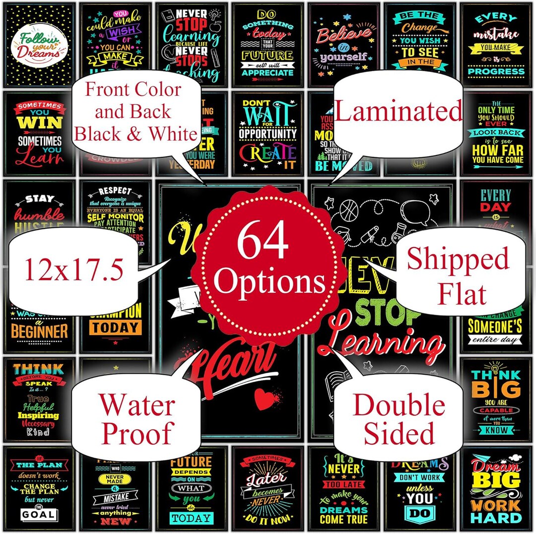 32 Set 64 Posters - Laminated - Motivational Posters for Classroom ...