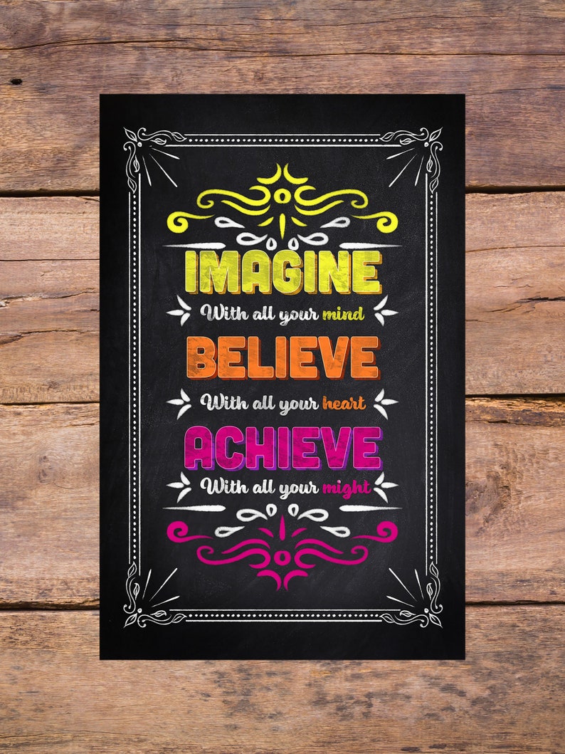 Imagine With All Your Mind Digital Print Inspirational Poster ...