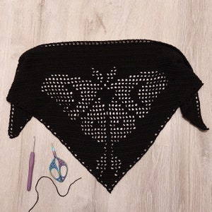 Mignight Moth Shawlette Crochet Pattern Only Filet Crochet Shawl Luna ...