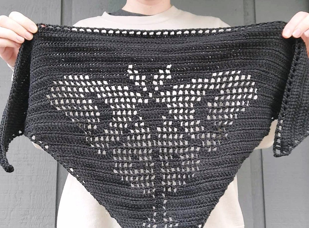 Mignight Moth Shawlette - Crochet Pattern Only - Filet Crochet Shawl ...