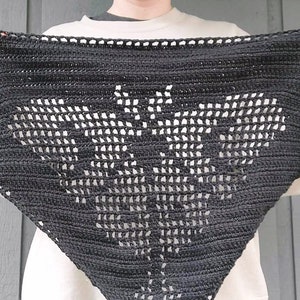 Mignight Moth Shawlette Crochet Pattern Only Filet Crochet Shawl Luna ...