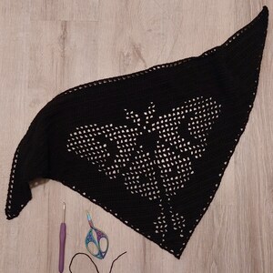 Mignight Moth Shawlette Crochet Pattern Only Filet Crochet Shawl Luna ...