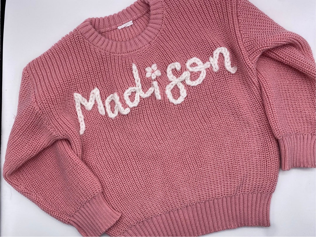 Chunky Name Sweater || Hand Embroidered Toddler Pullover Sweater ...