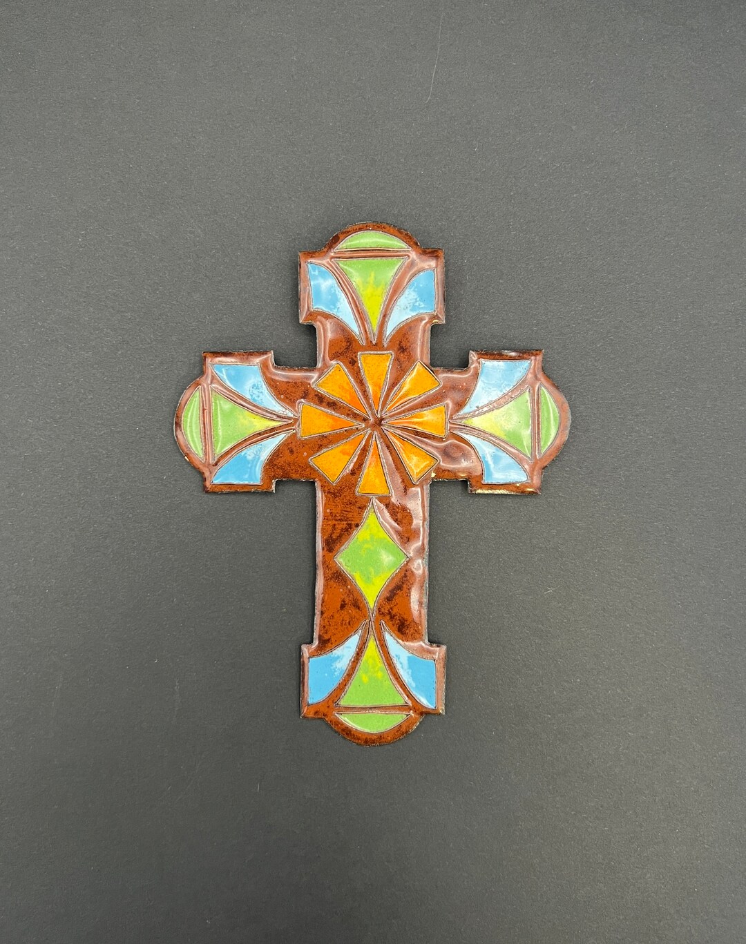 Enamel Cross With Beautifully Blended Opaque Enamel Outlined With ...