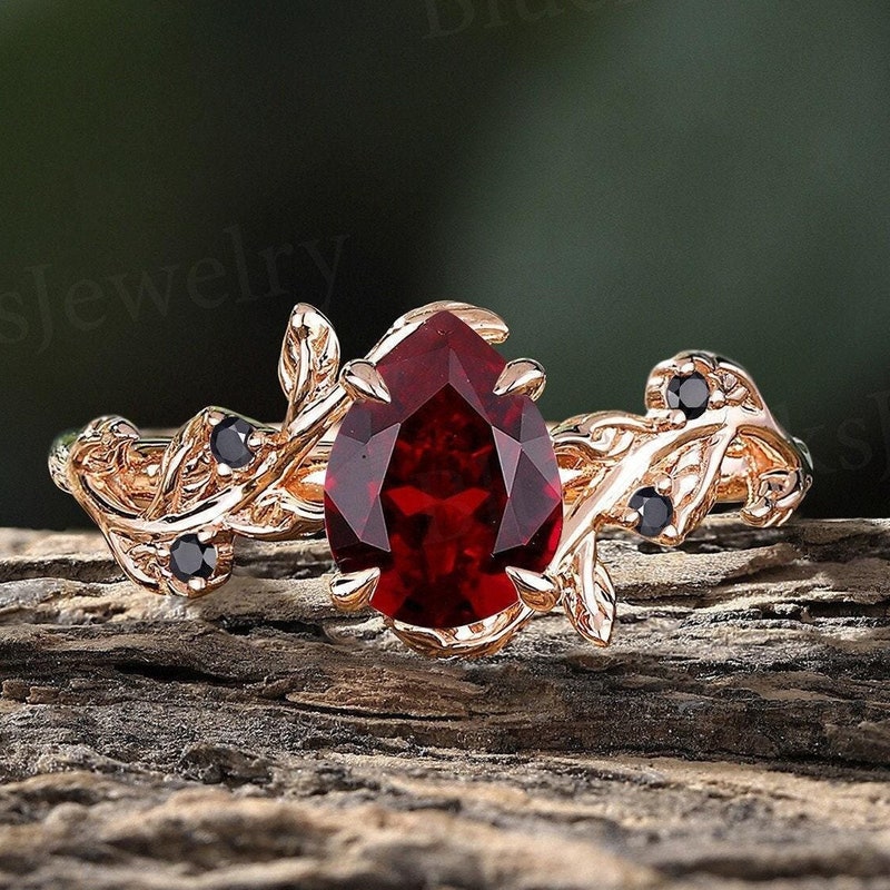 Black Metal Ruby Rose Rings - Etsy