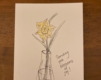 Stained Glass Daffodil Card - Etsy