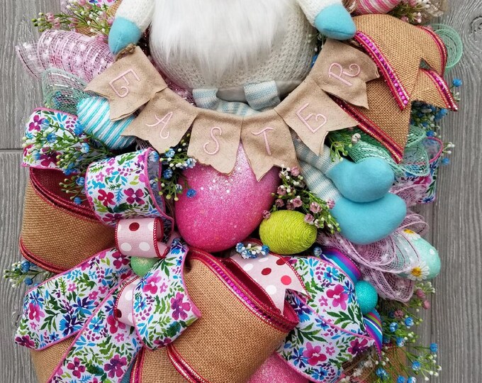 Easter Swag for Front Door Easter Wreath Gnome Swag Door | Etsy
