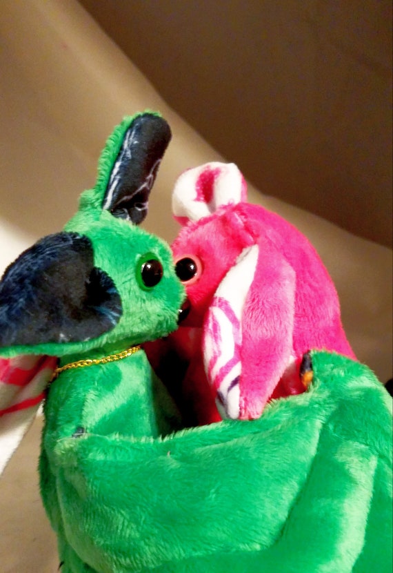 Magnetic Pink Hearts Kissing Bat Plush Long ears s Toys Toys & Games ...