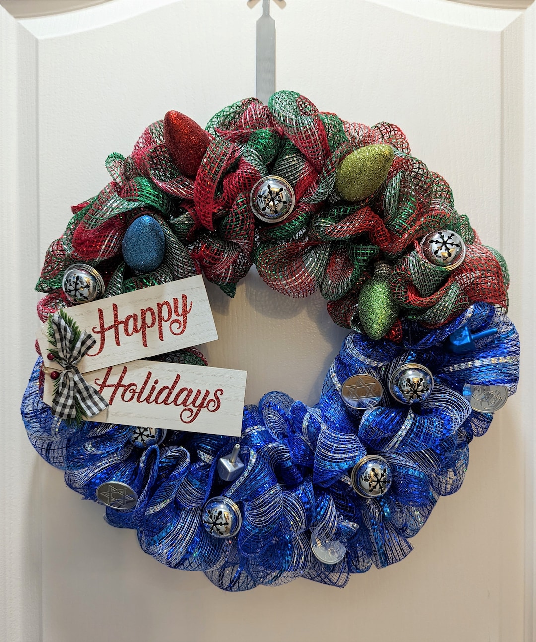 Happy Holidays Wreath Merry Christmas Happy Hanukkah - Etsy