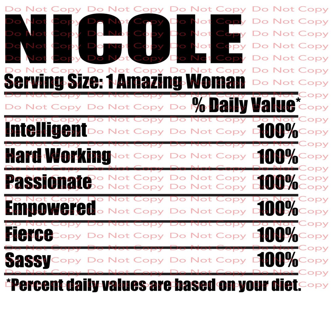 Amazing Woman Nutritional Facts Svg Etsy