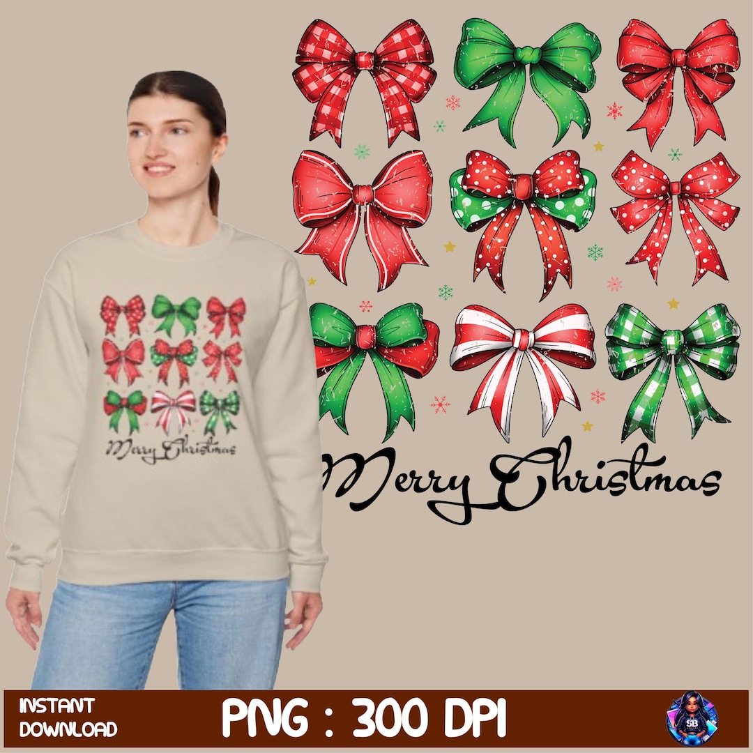 Coquette Bow Christmas PNG Clip Art – Festive Digital Download for ...