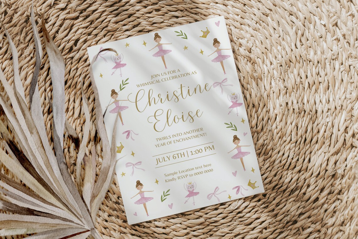 Editable Invitation for a Ballerina Birthday Celebration - Perfect for ...