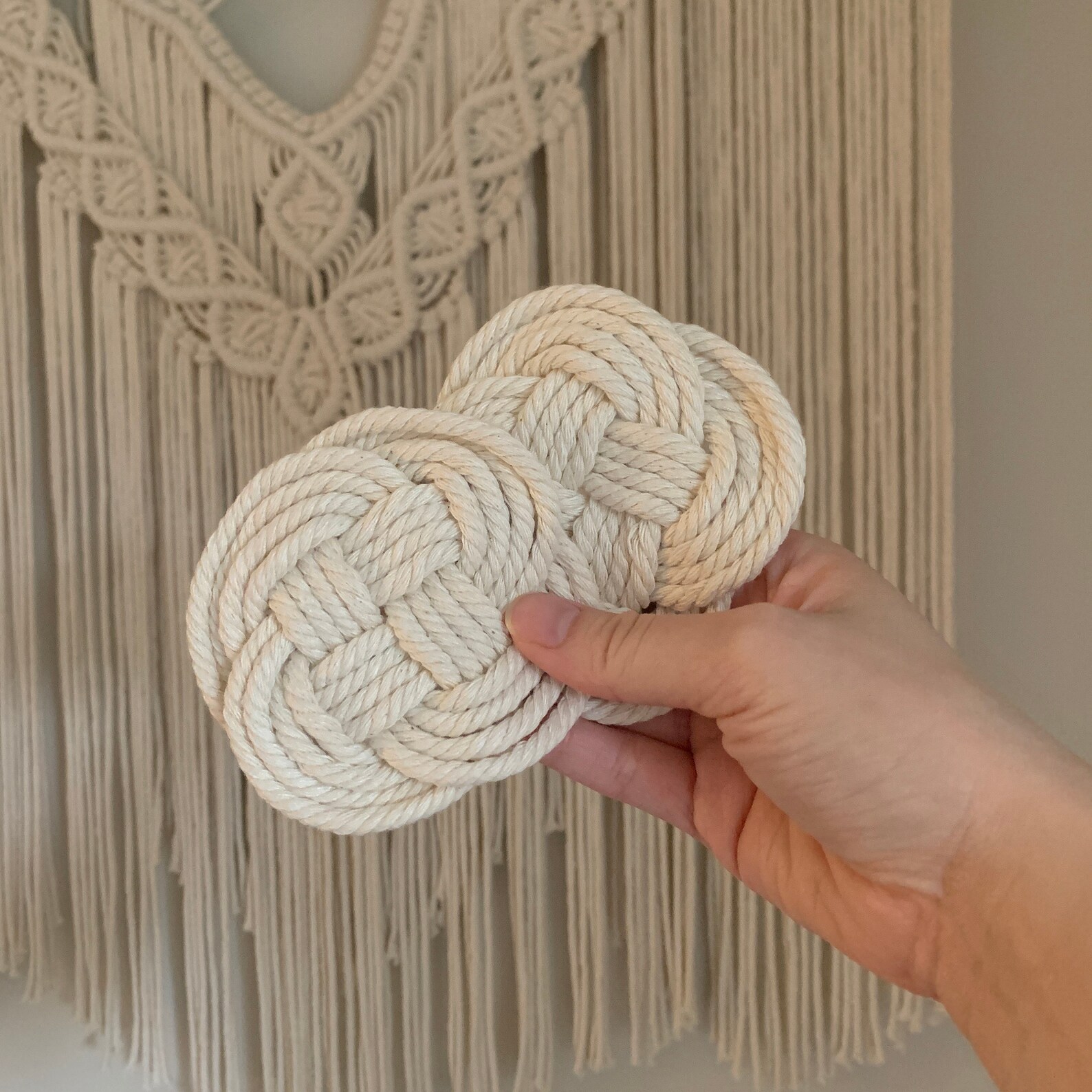 Knotted Coasters 2pk or 4pk Macrame Coasters Boho - Etsy