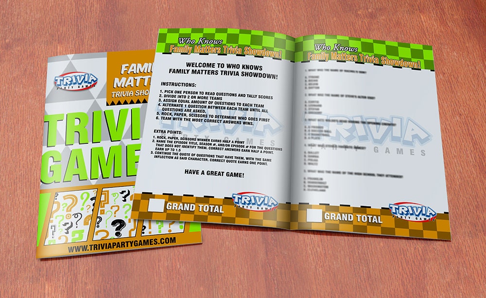 Family Matters Trivia Party Game | Etsy