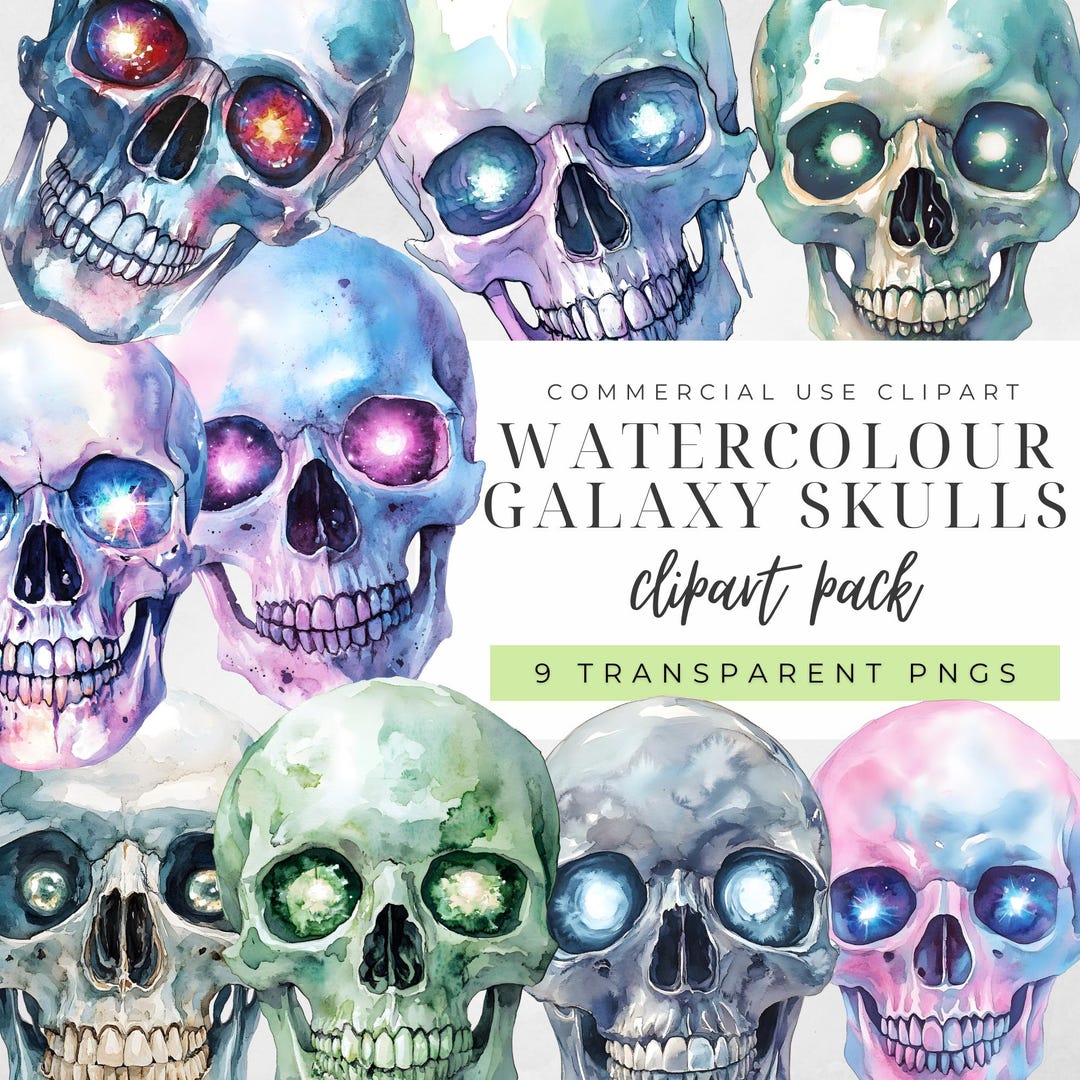 Skull Png, Watercolour Skull Clipart, Journal Ephemera, Galaxy Png ...
