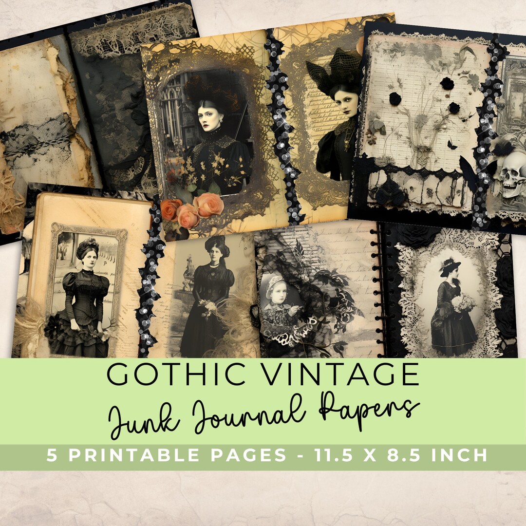 Gothic Vintage Journal Pages, Digital Papers, Shabby Chic Vintage ...