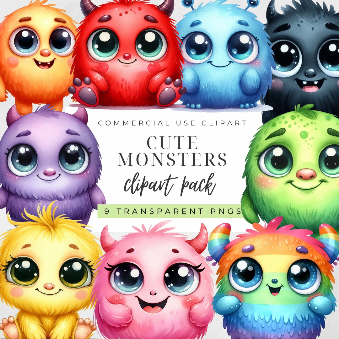 Monster Clipart, Kawaii Png, Sublimation Design, Clipart for T-shirts ...