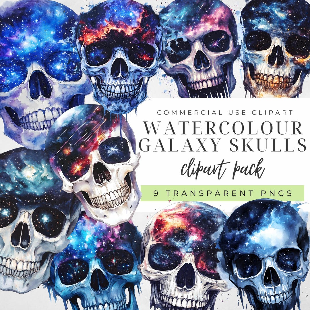 Skull Png, Watercolour Skull Clipart, Journal Ephemera, Galaxy Png ...