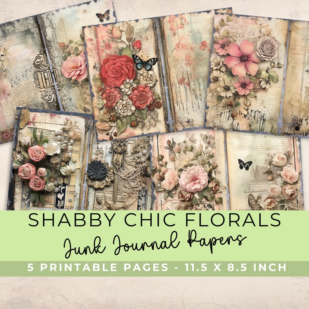 Shabby Chic Journal Pages, Digital Papers, Vintage Papers, Scrapbooking ...