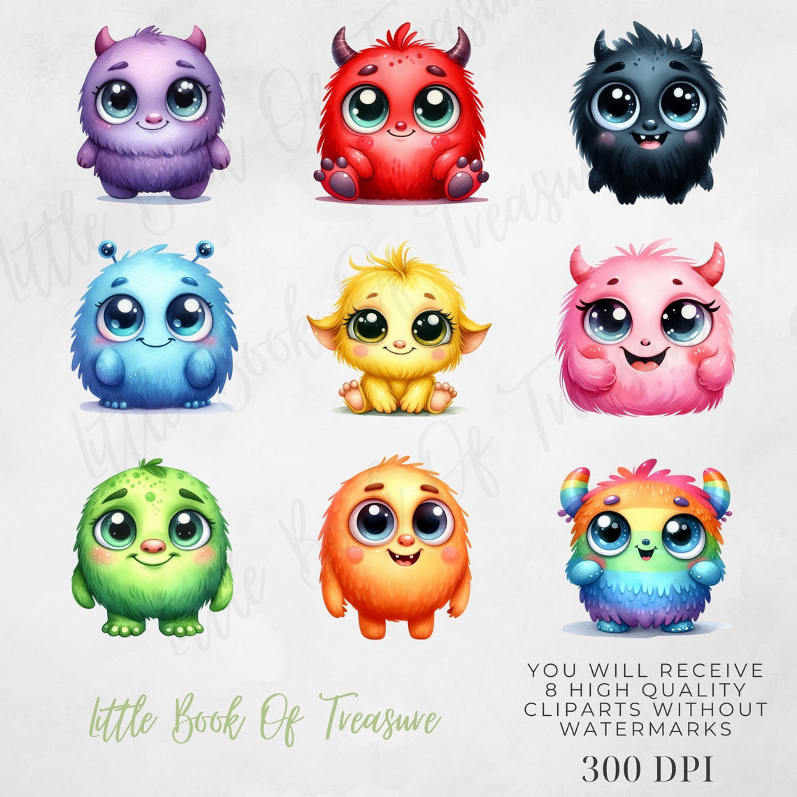 Monster Clipart, Kawaii Png, Sublimation Design, Clipart for T-shirts ...