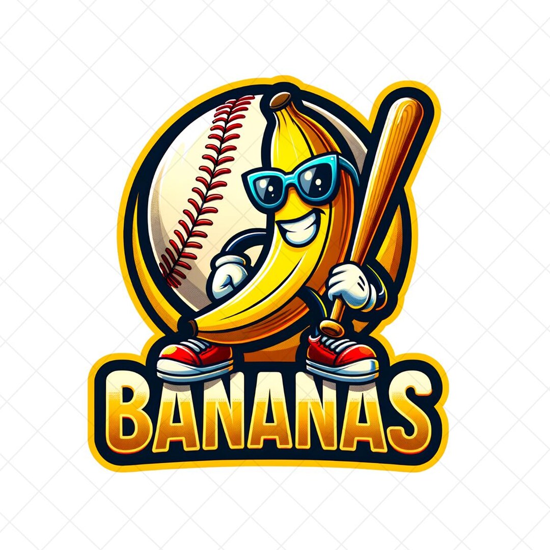 Let's Go Bananas Baseball Png, Sports Team Mascot, Funny Banana Playing ...