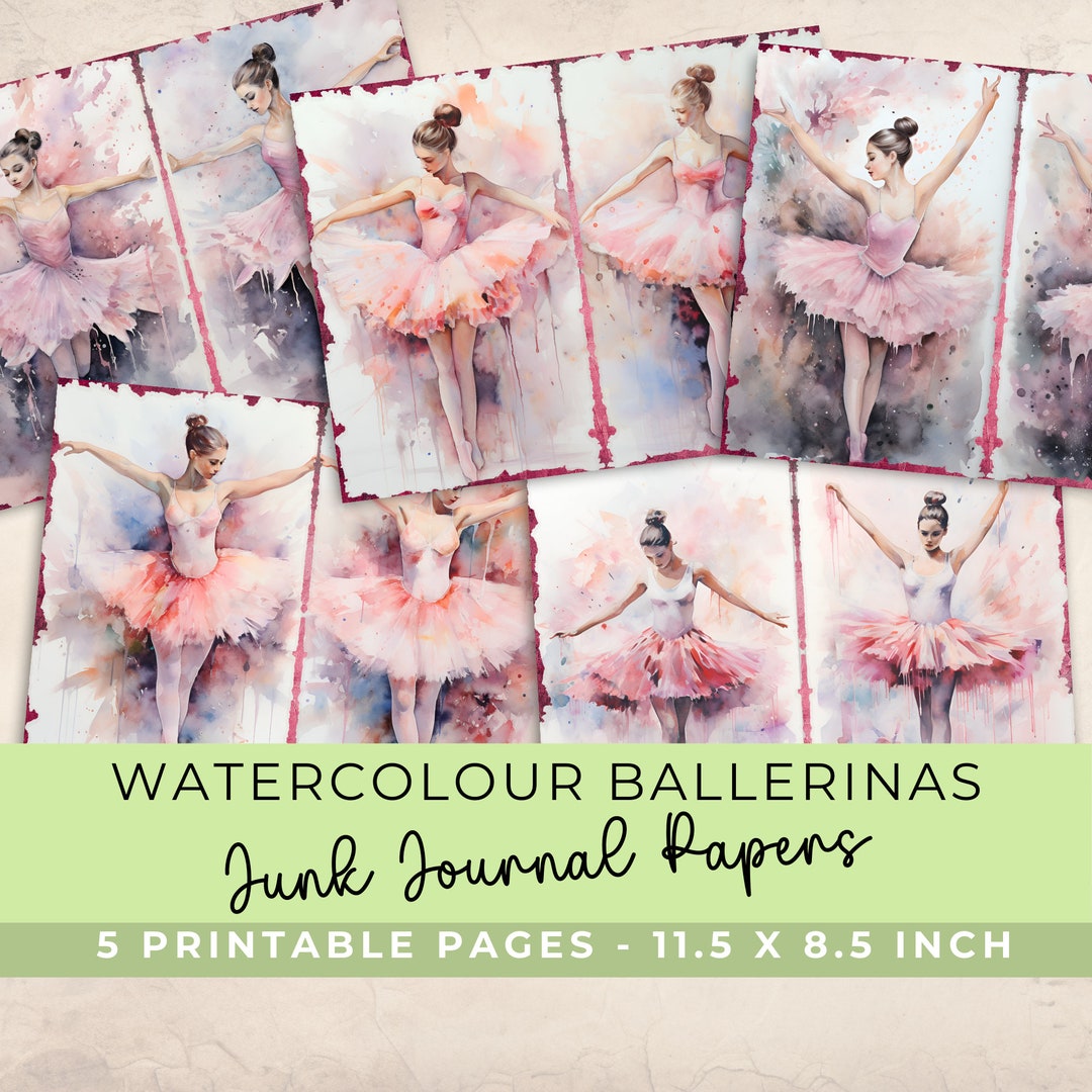 Ballerina Journal Pages, Digital Papers, Shabby Chic Vintage Papers ...