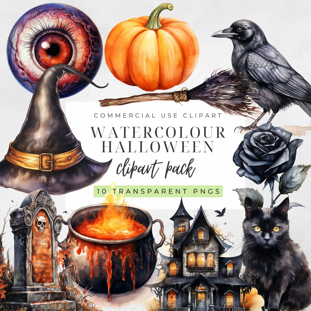 Halloween Clipart, Watercolour Png, Gothic Clipart, Sublimation Design ...