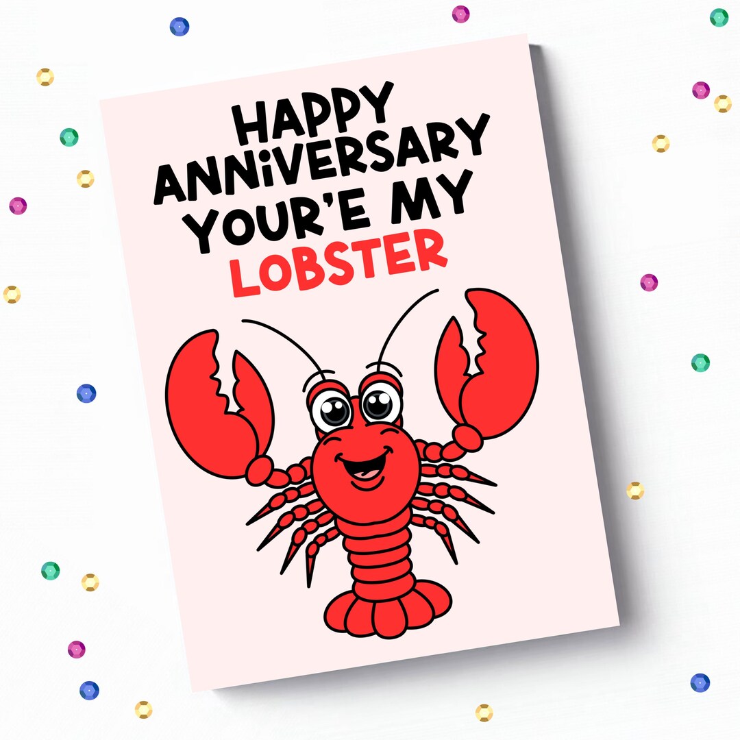 Happy Anniversary Card - You're My Lobster - Card for Otter Lover ...