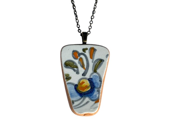 Italian Pottery, Shard, Upcycled Ceramic, Handcrafted Pendant Necklace ...