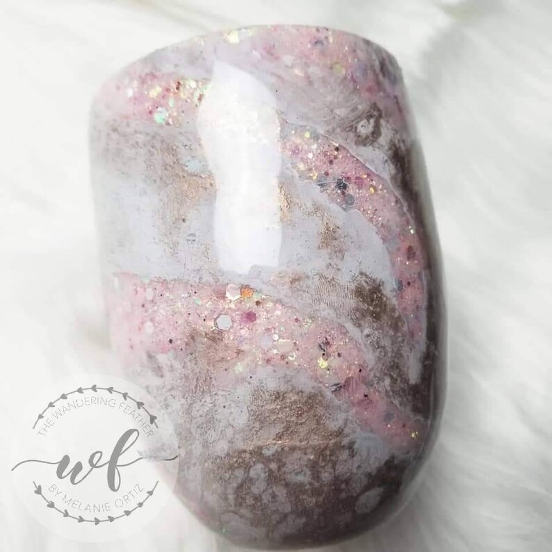 Pink White and Rose Gold Geode Wine Tumber Custom Glitter - Etsy