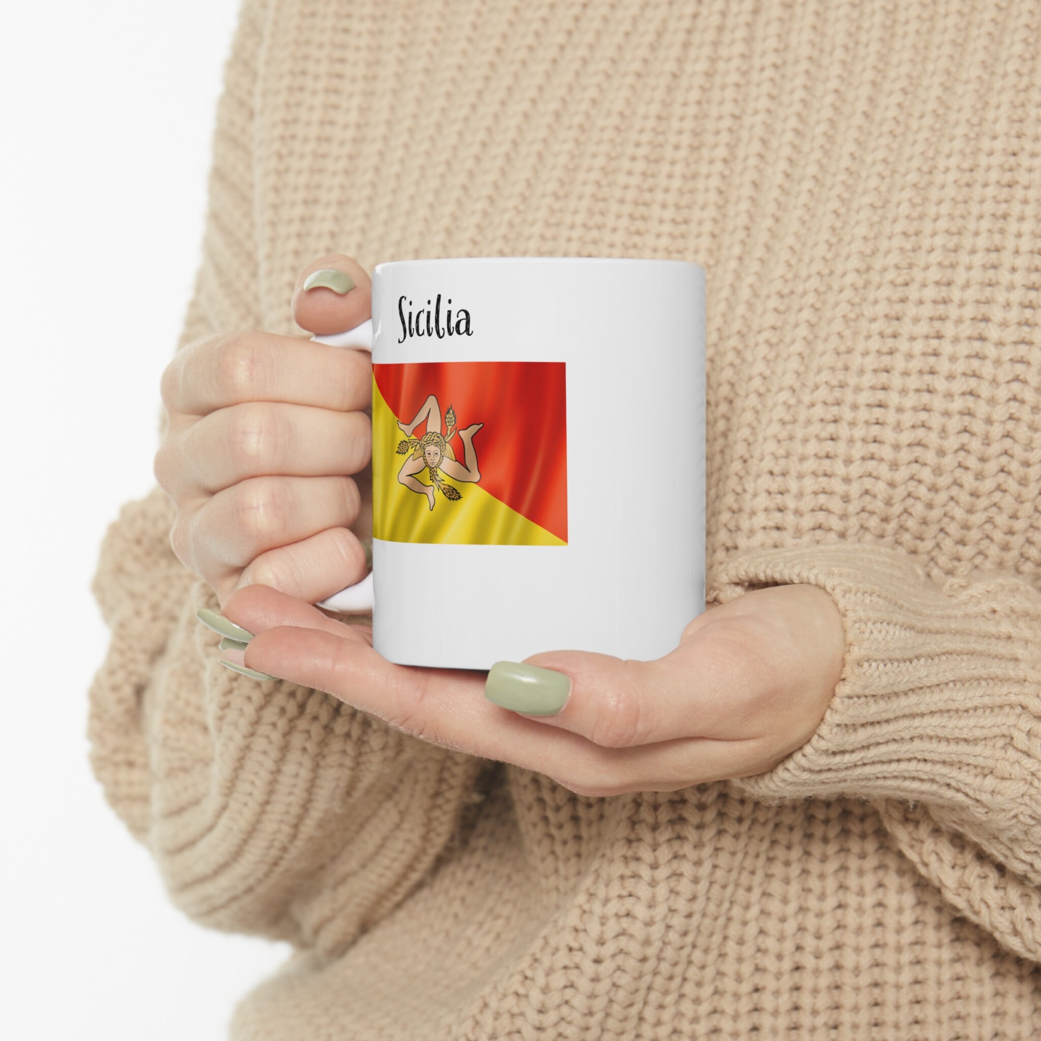 Sicily Mug, Sicilian Flag Mug, Sicilian Flag, Sicilia Mug, Sicilia Flag ...