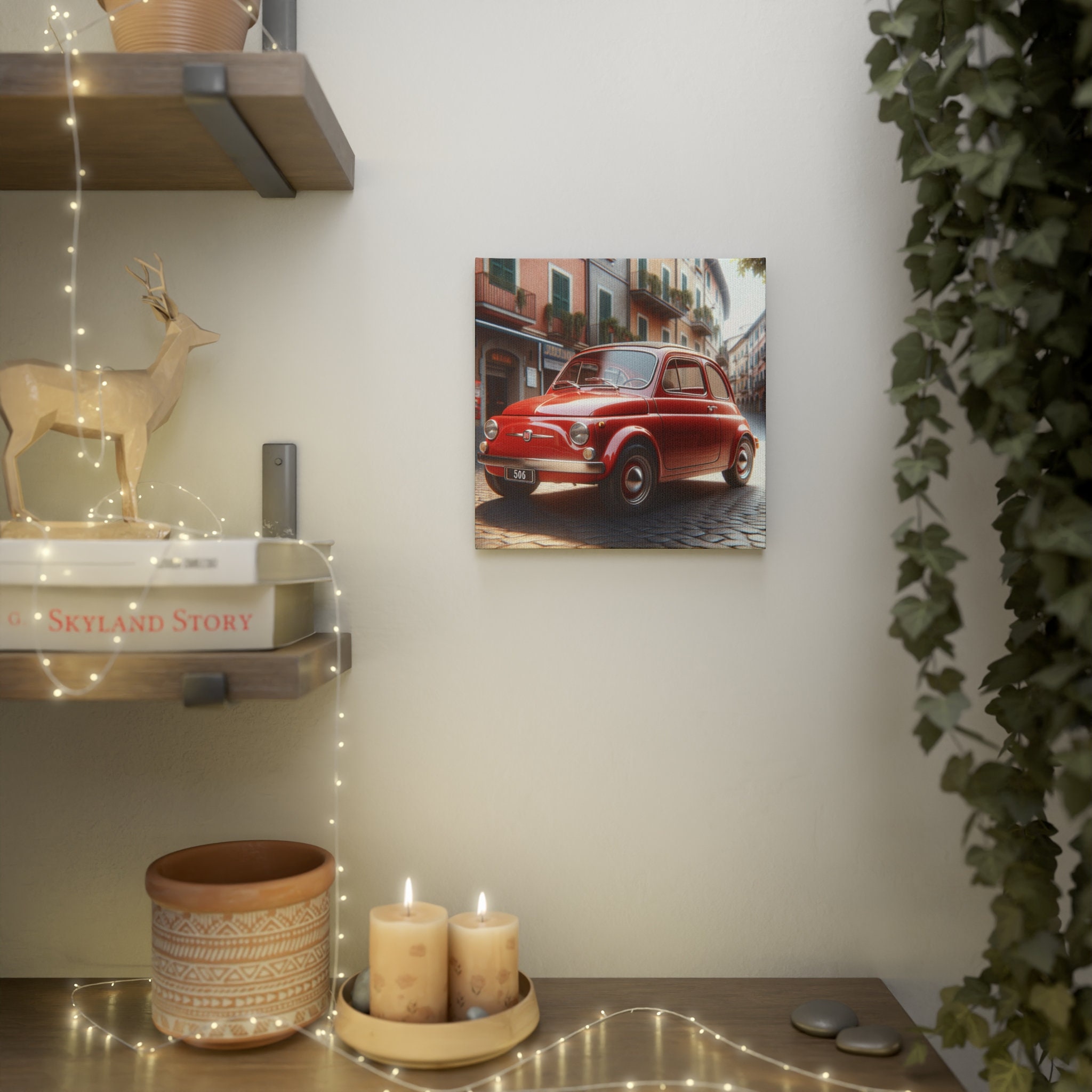 Fiat Wall Art, Fiat Art, Fiat Photo, Vintage Fiat, Red Fiat 500 ...