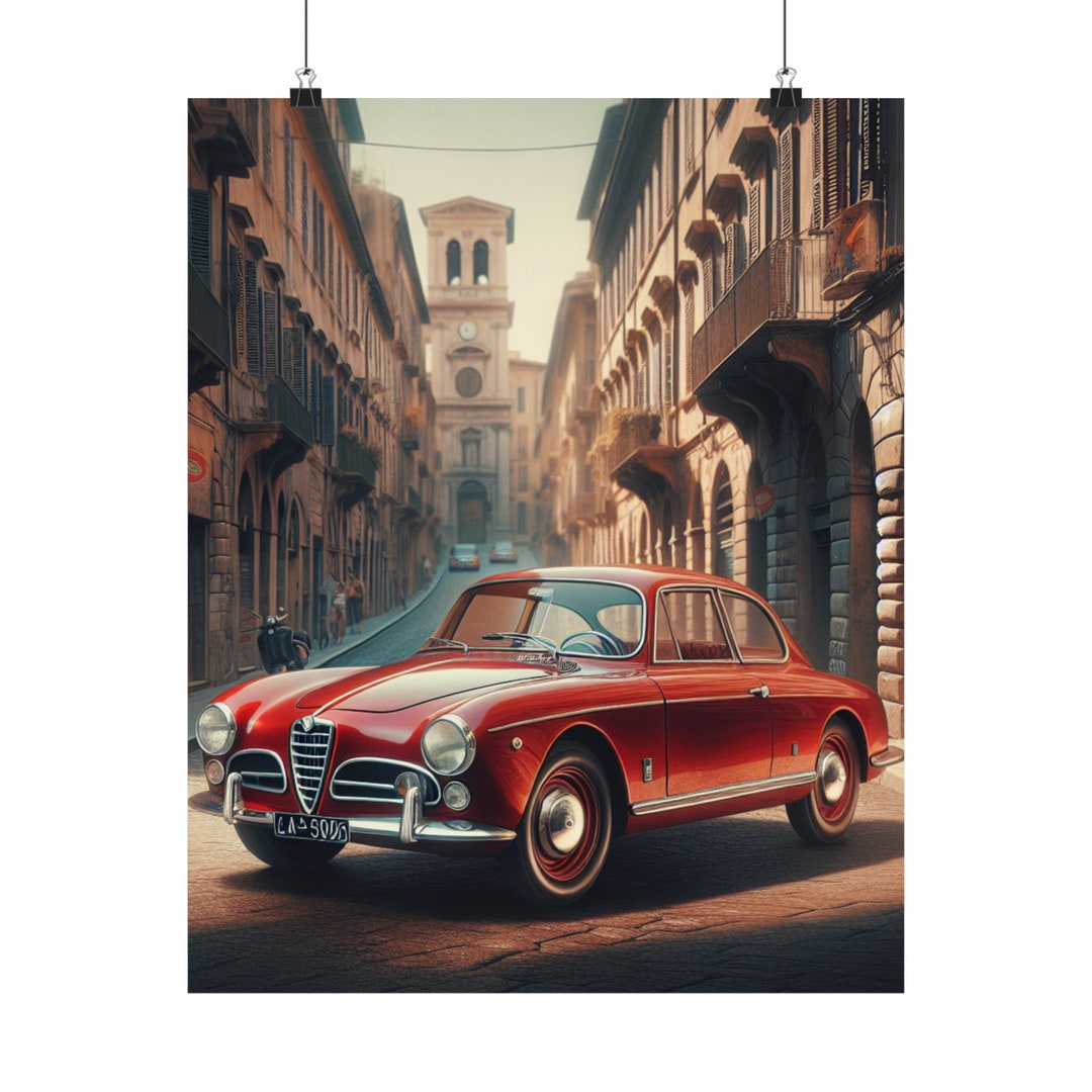 Vintage Alfa Romeo Giulia Poster, Alfa Romeo Giulia, Red Alfa Romeo ...