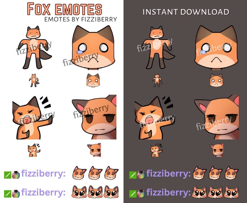 CHEAP Cute Fox Emote Meme (9) Emotes Twitch Discord Youtube Animal ...