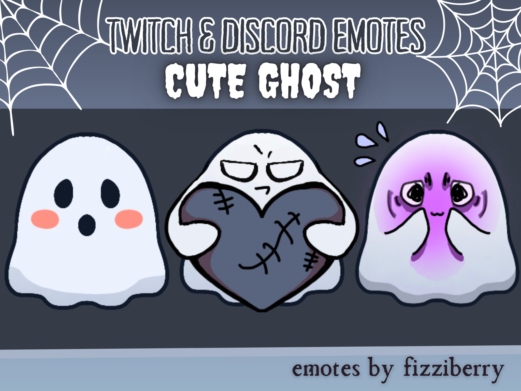 9 CUTE KAWAII GHOST for Twitch Discord Youtube Emotes Spooky Halloween ...