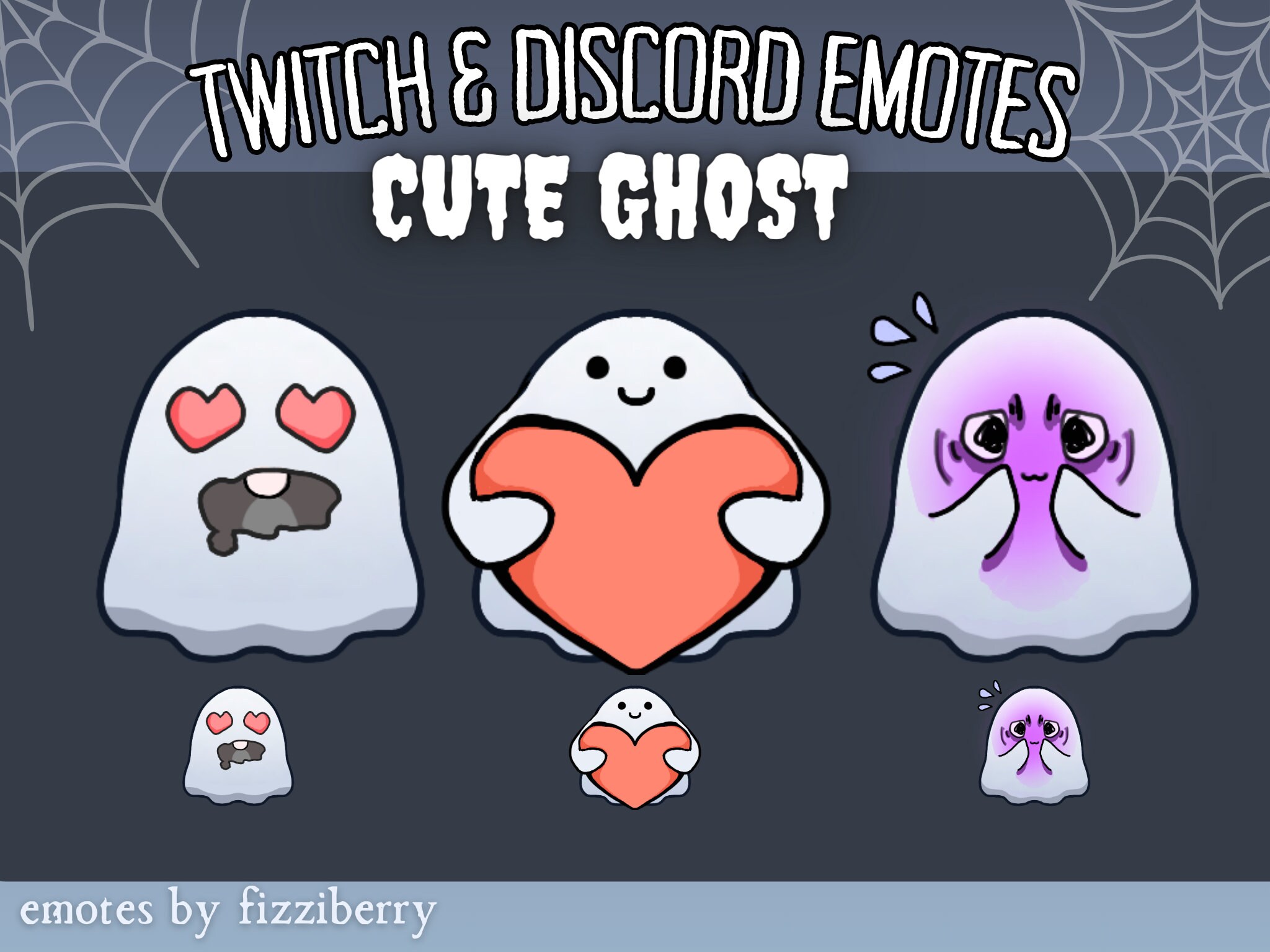 9 CUTE KAWAII GHOST for Twitch Discord Youtube Emotes Spooky Halloween ...